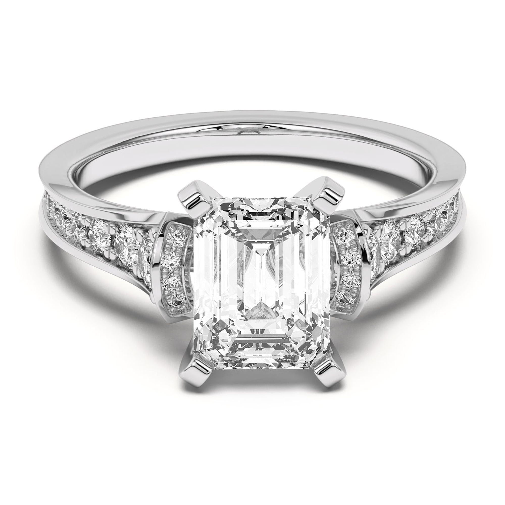 Alor Jewelry Solitaire with Accents Women Diamond Ring - 1.7 Ct Emerald ...