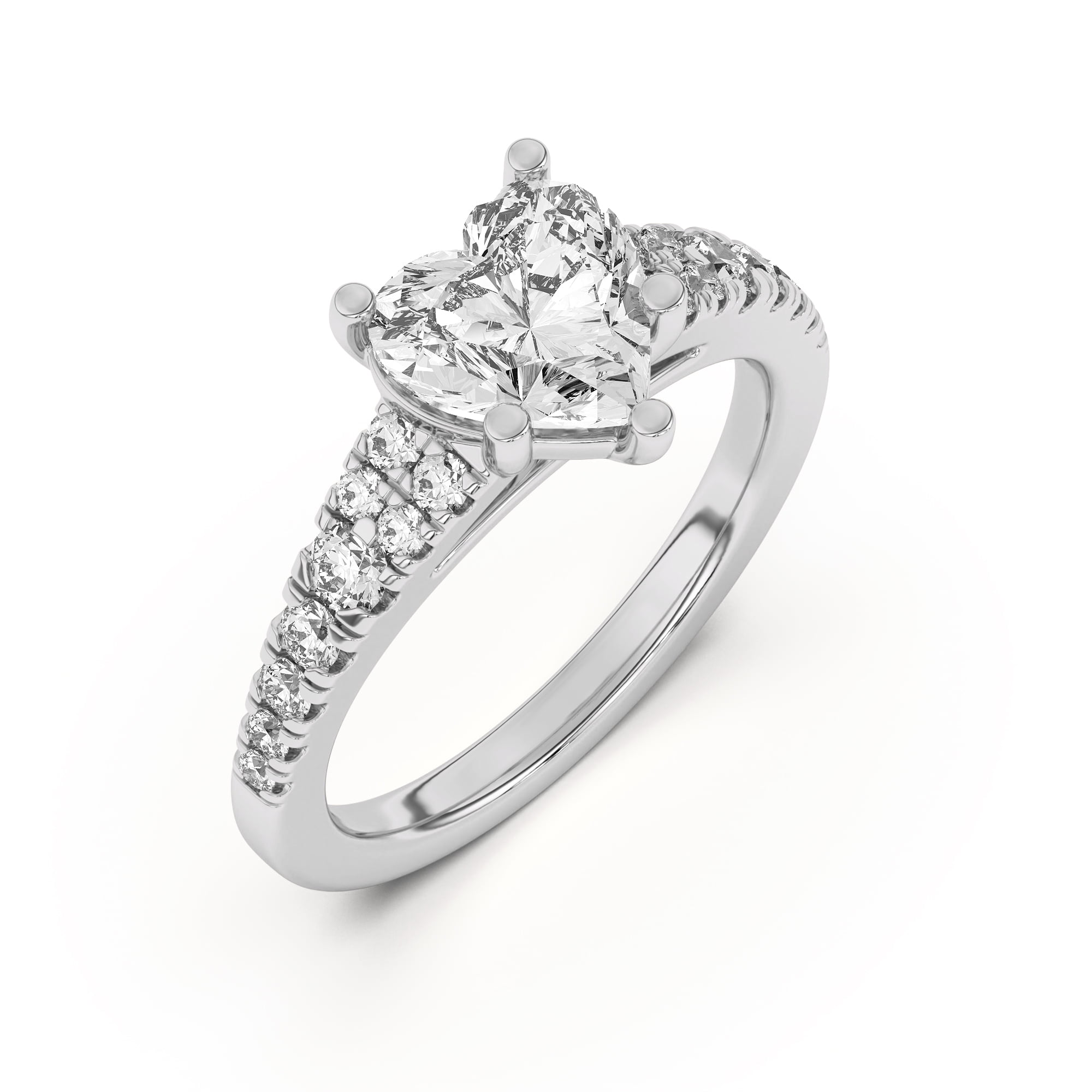 Alor Jewelry Women's Solitaire with Accents Diamond Ring - 1.5 Ct Heart Cut Moissanite - 14K ...