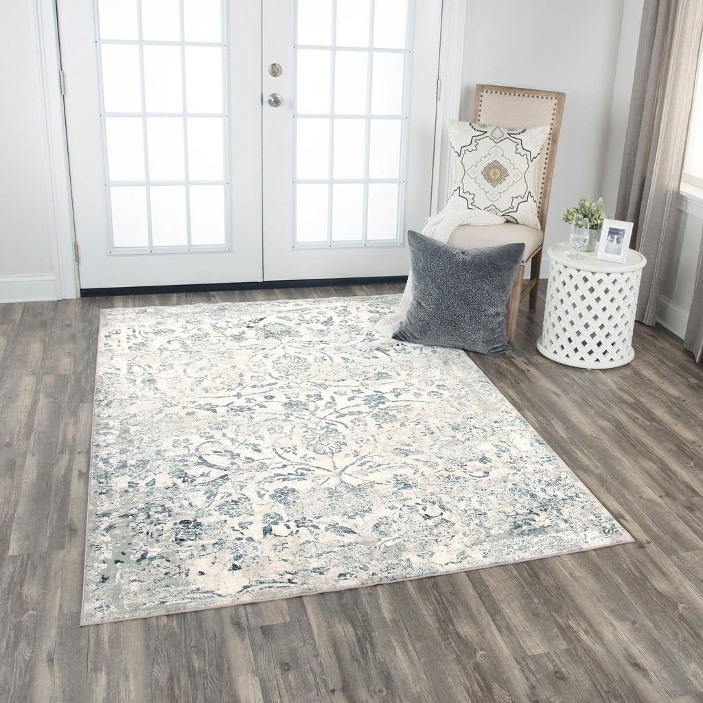 Alora Decor Glamour 5'3"x7'6" Vine/Scroll Cream/Gray/Rust/Blue Area Rug ...