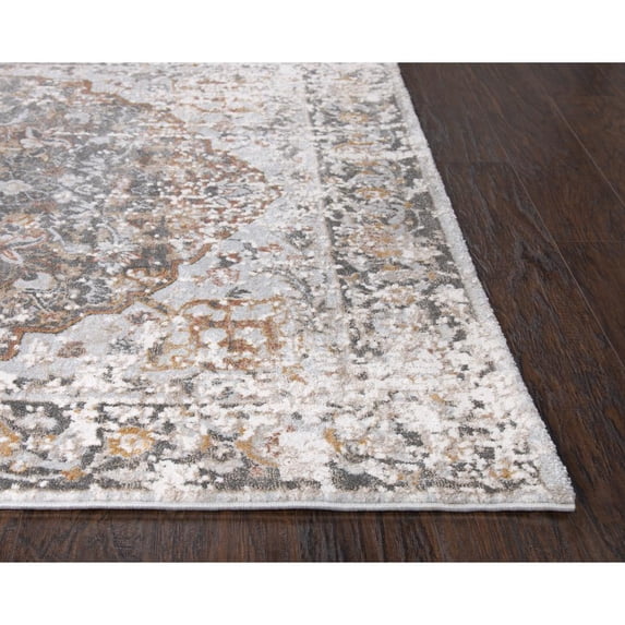 Alora Decor Lavish 2'7"x8' Medallion Beige/Gray/Rust/Blue Power-Loomed ...