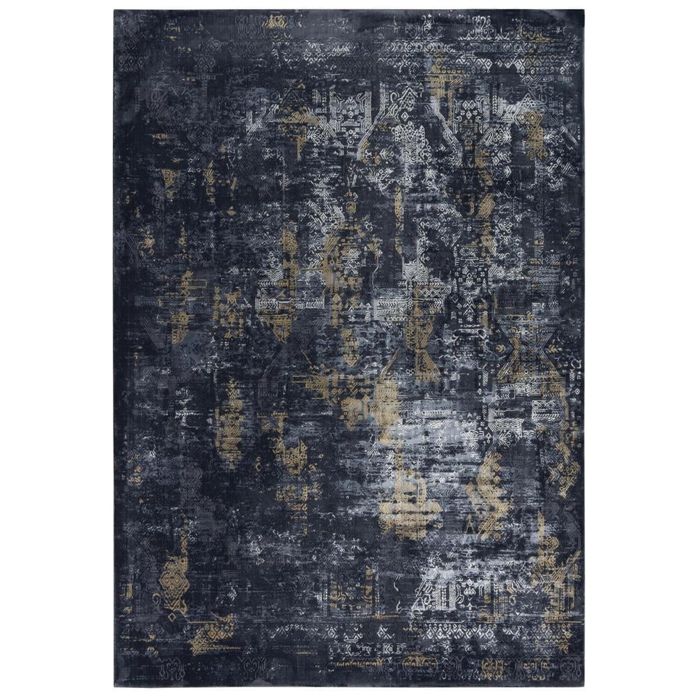 Alora Decor Spring 3'11" x 5'6" Gray/Black/Blue/Black/Gray Power-Loomed ...
