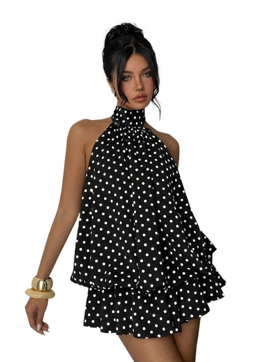 Aloruh Women's Elegant Light Yellow Halter Tie Mini Dress,Dresses For ...