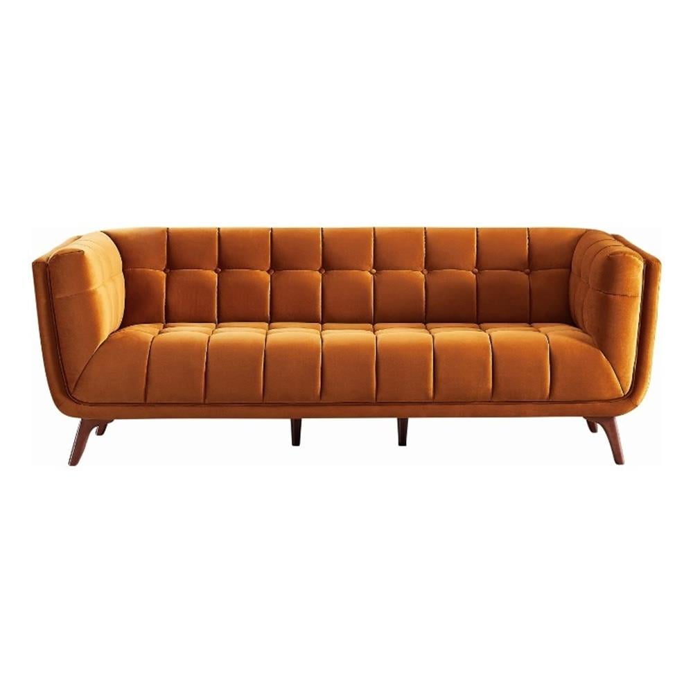 Alosio Mid Century Rectangular Tufted Back Velvet Upholstered Sofa in ...