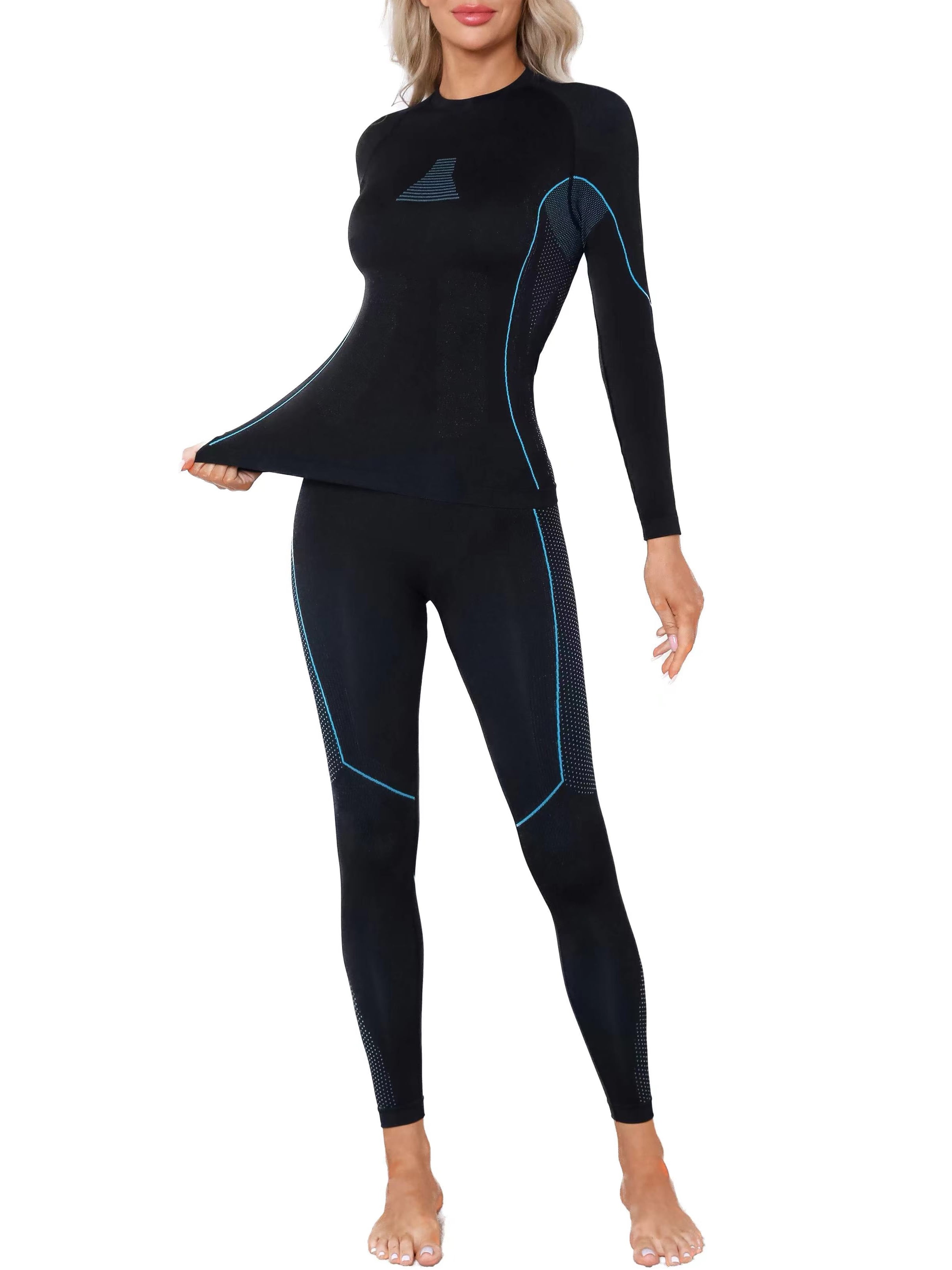Alove Women Thermal Suit Airtight Flexible Top and Bottom Warm Set ...