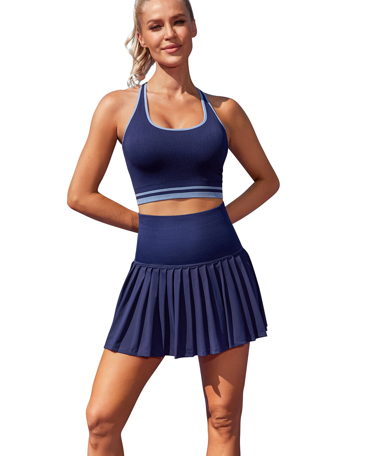 Alove Womens 2 Pieces Solid Tennis Skirts Building in Short High ...