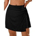 Alove Womens High Waisted Swim Skirt Twisted Waist Pleated Skorts Tummy