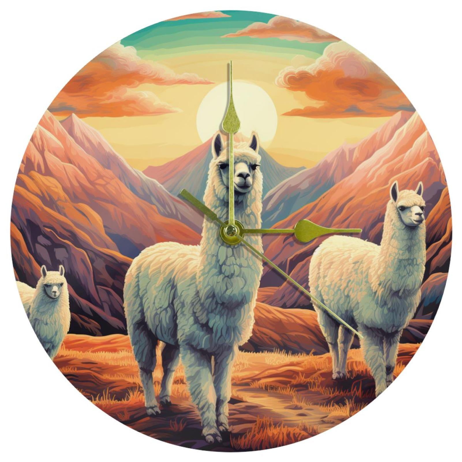 Alpaca 9.8" Silent Round Acrylic Wall Clock, Non Ticking Battery ...