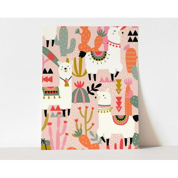 Alpaca Art Print - Digital Wall Art Print, Alpaca Nursery Decor, Cactus ...