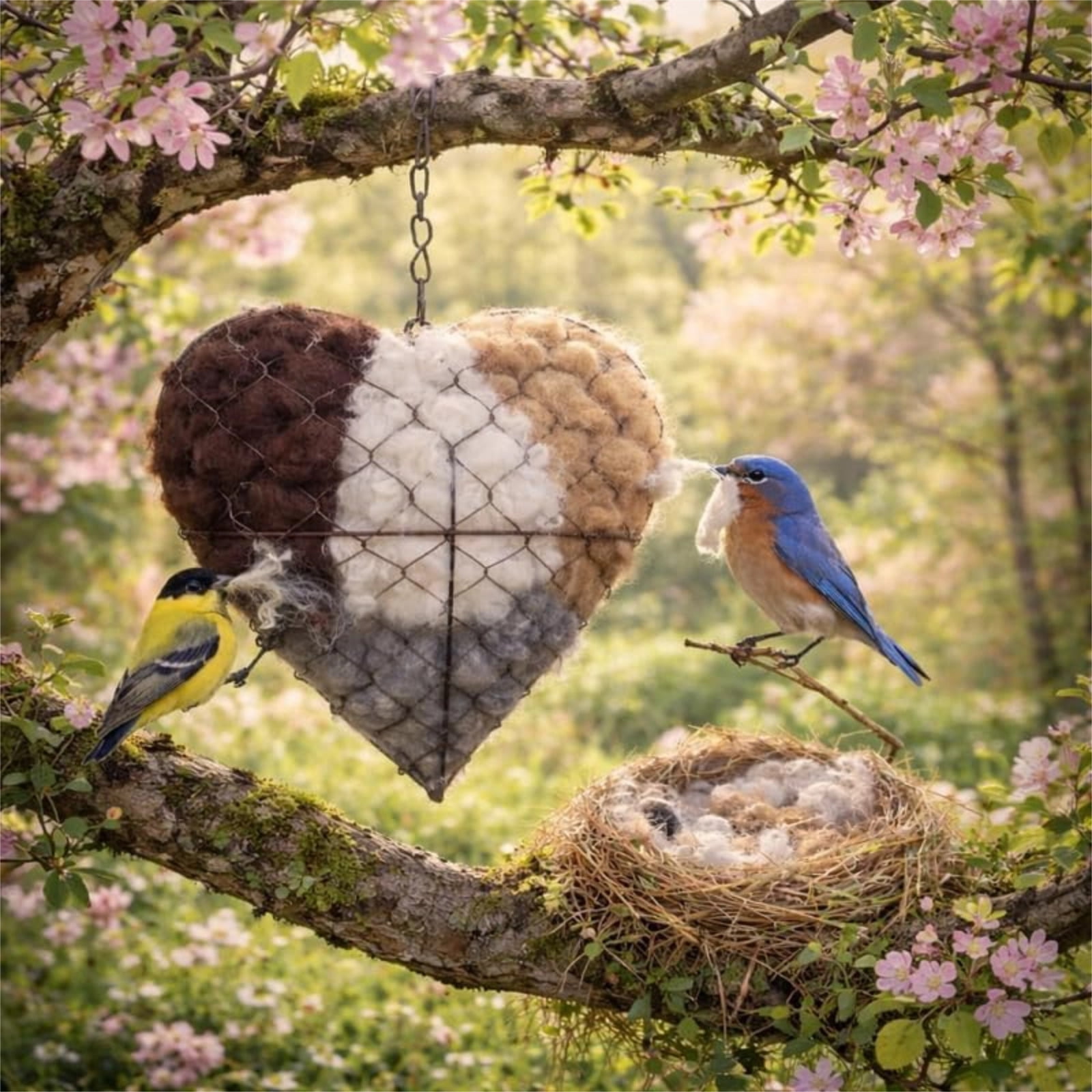 Alpaca Bird Nesting Material, Handmade Fiber Bird Nesting Heart ...