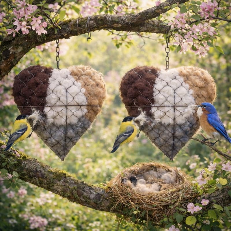Alpaca Bird Nesting Material, Handmade Fiber Bird Nesting Heart ...