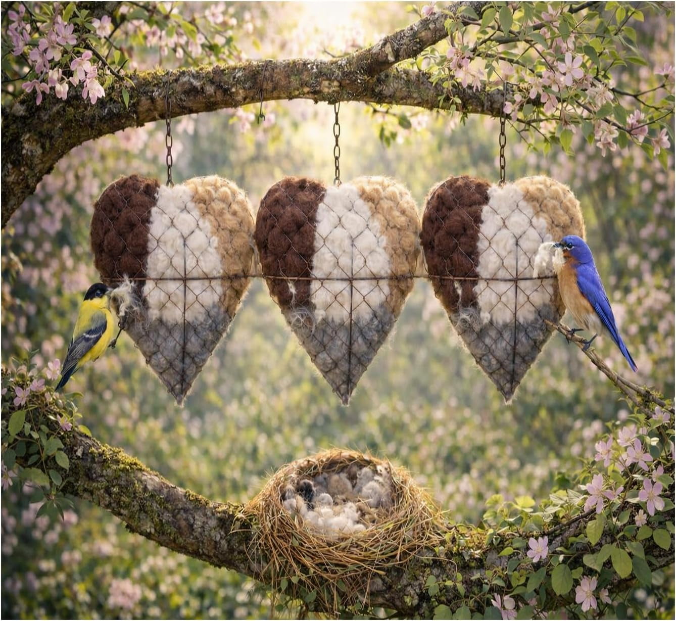 Alpaca Bird Nesting Material, Handmade Fiber Bird Nesting Heart ...