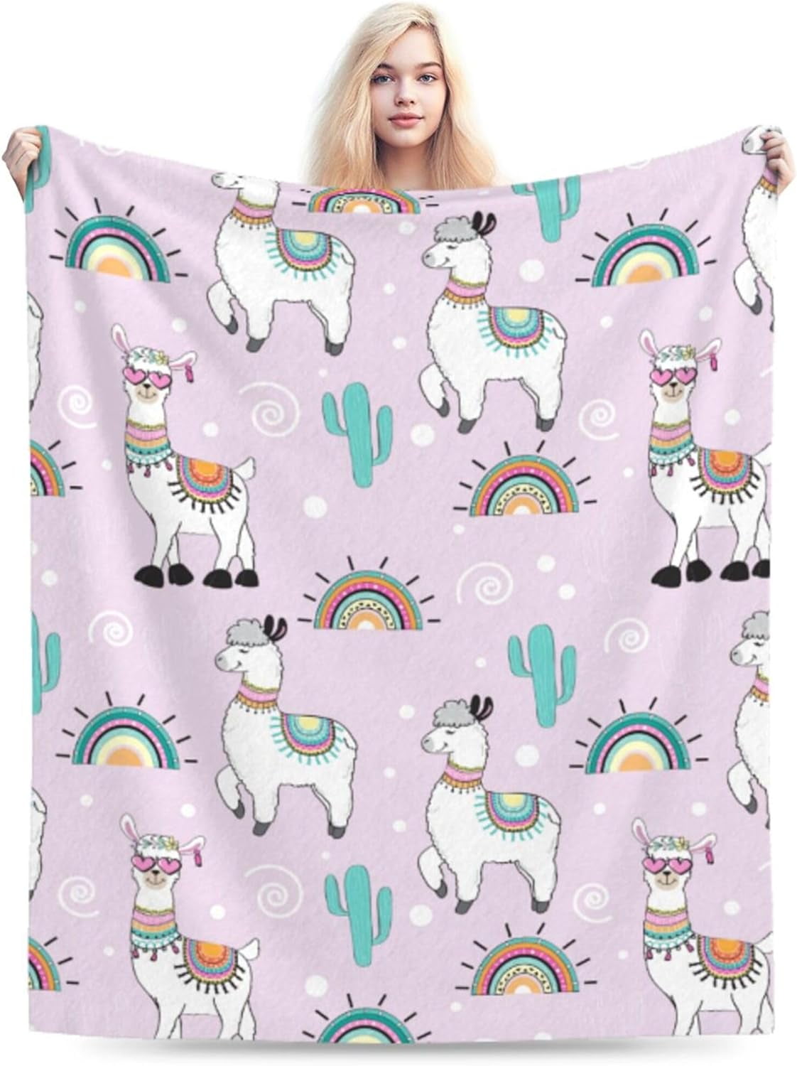 Alpaca Blanket for Women Men Kids Alpaca Blanket Soft Fuzzy Flannel ...