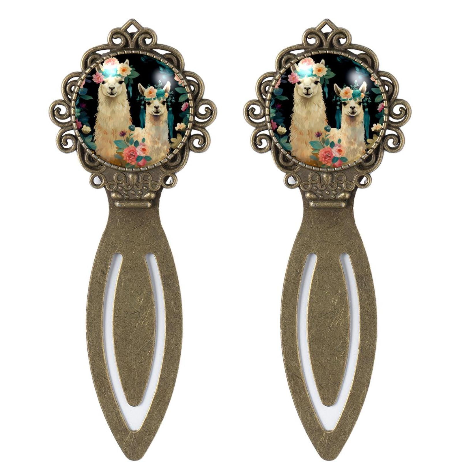 Alpaca Book Accessories: Vintage Copper-Colored Lace Bookmarks, Stainless Steel Material, Set of ...