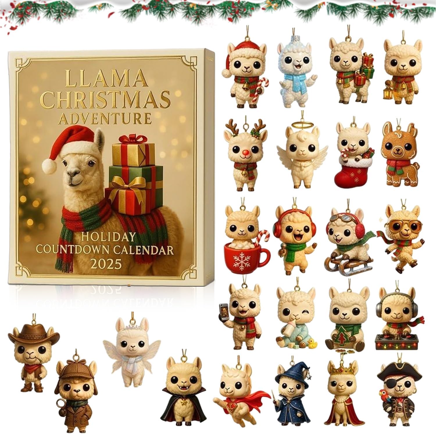 Alpaca Christmas Advent Calendar 2025, 24 Days Christmas Countdown ...