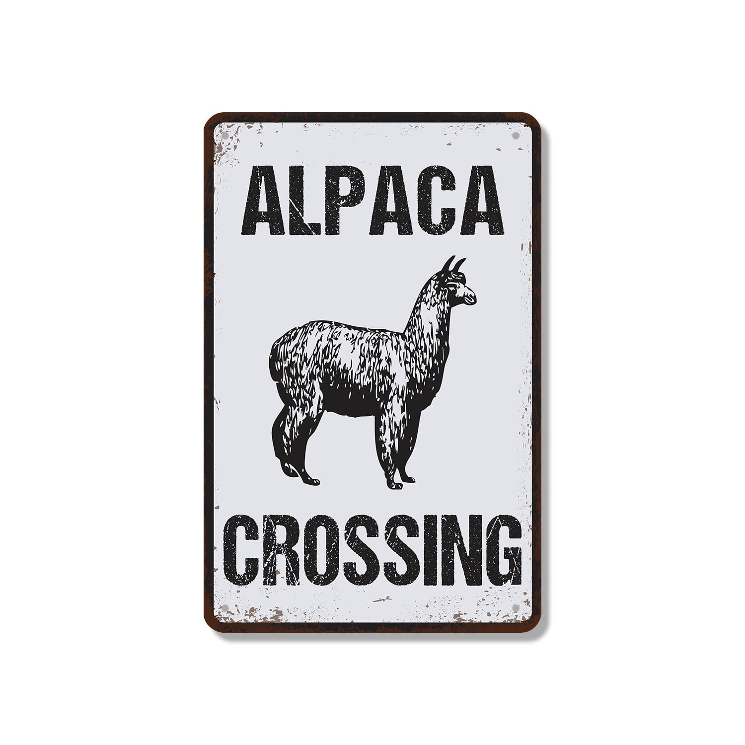 Alpaca Crossing 10 Inch x 14 Inch Novelty Aluminum Metal Sign Fluff On ...