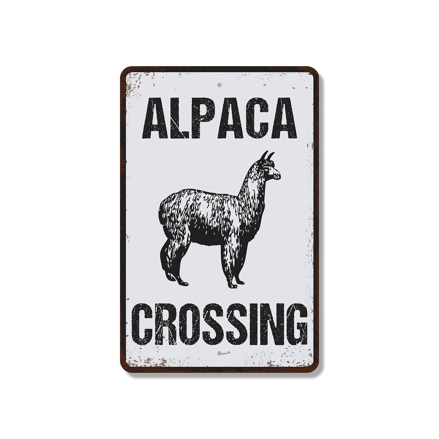 Alpaca Crossing 13 Inch x 20 Inch Novelty Plastic Sign Fluff On The ...