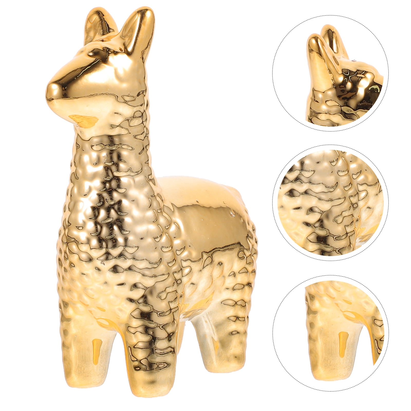 Pawsdot Ceramic Alpaca Sculpture Golden 1Pack Simple Artistic Design ...