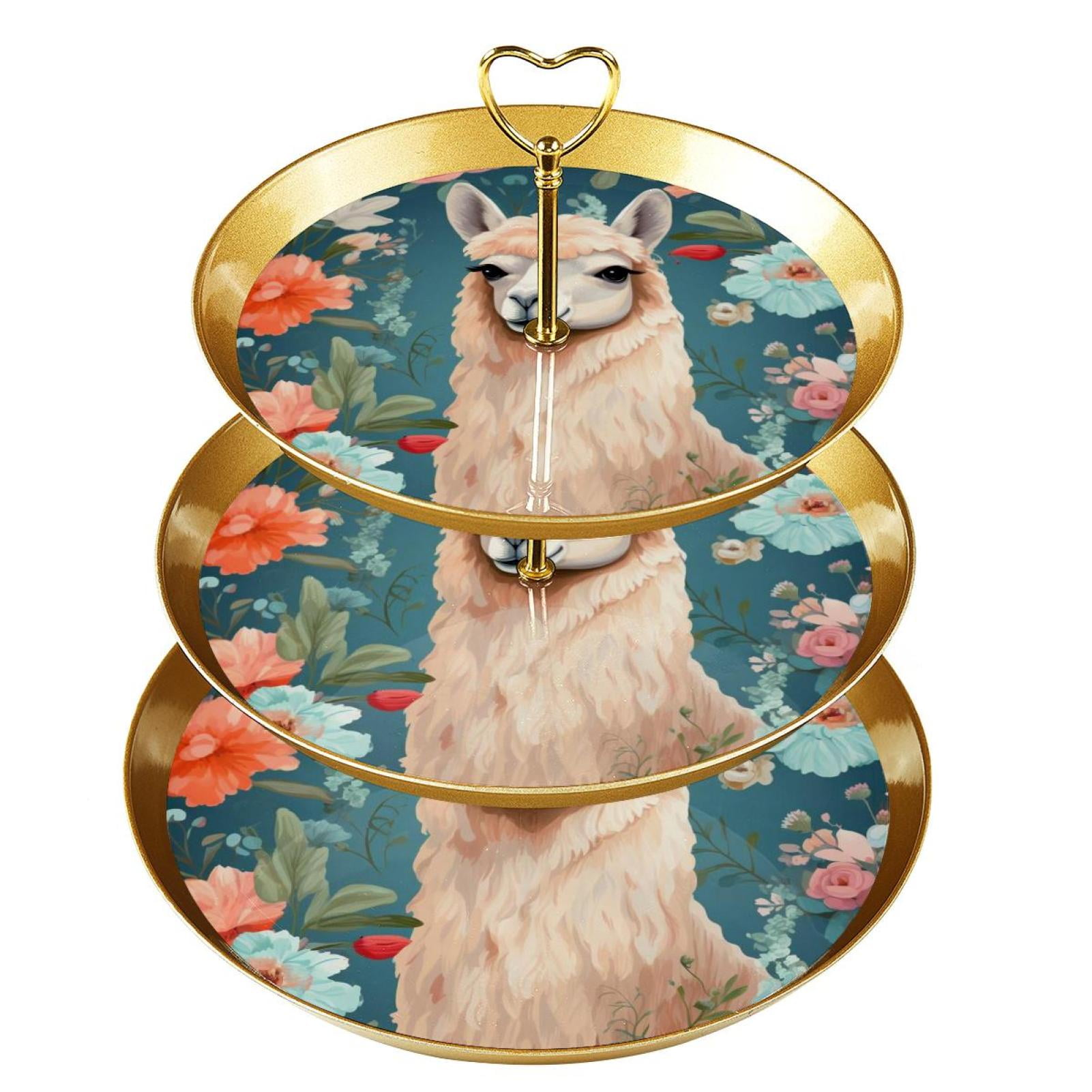 Alpaca Decorative Dessert Table Plastic Tray with Iron Pillars - 32cm ...