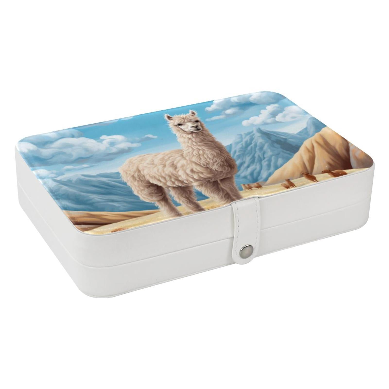Alpaca Decorative PU Leather Earring and Jewelry Organizer Box with ...
