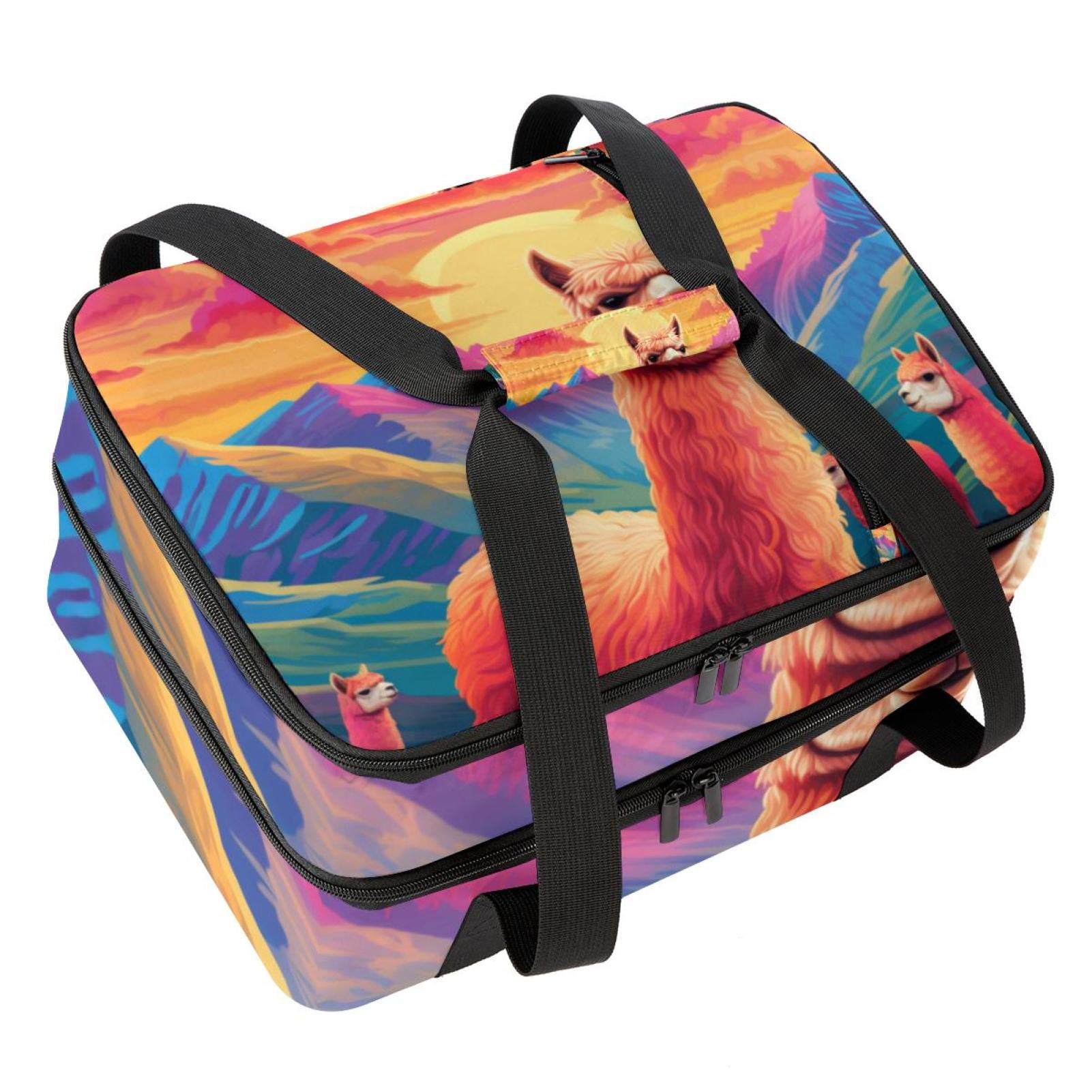 Alpaca Double Layered Insulated Lunch Bag with Two Compartments for ...