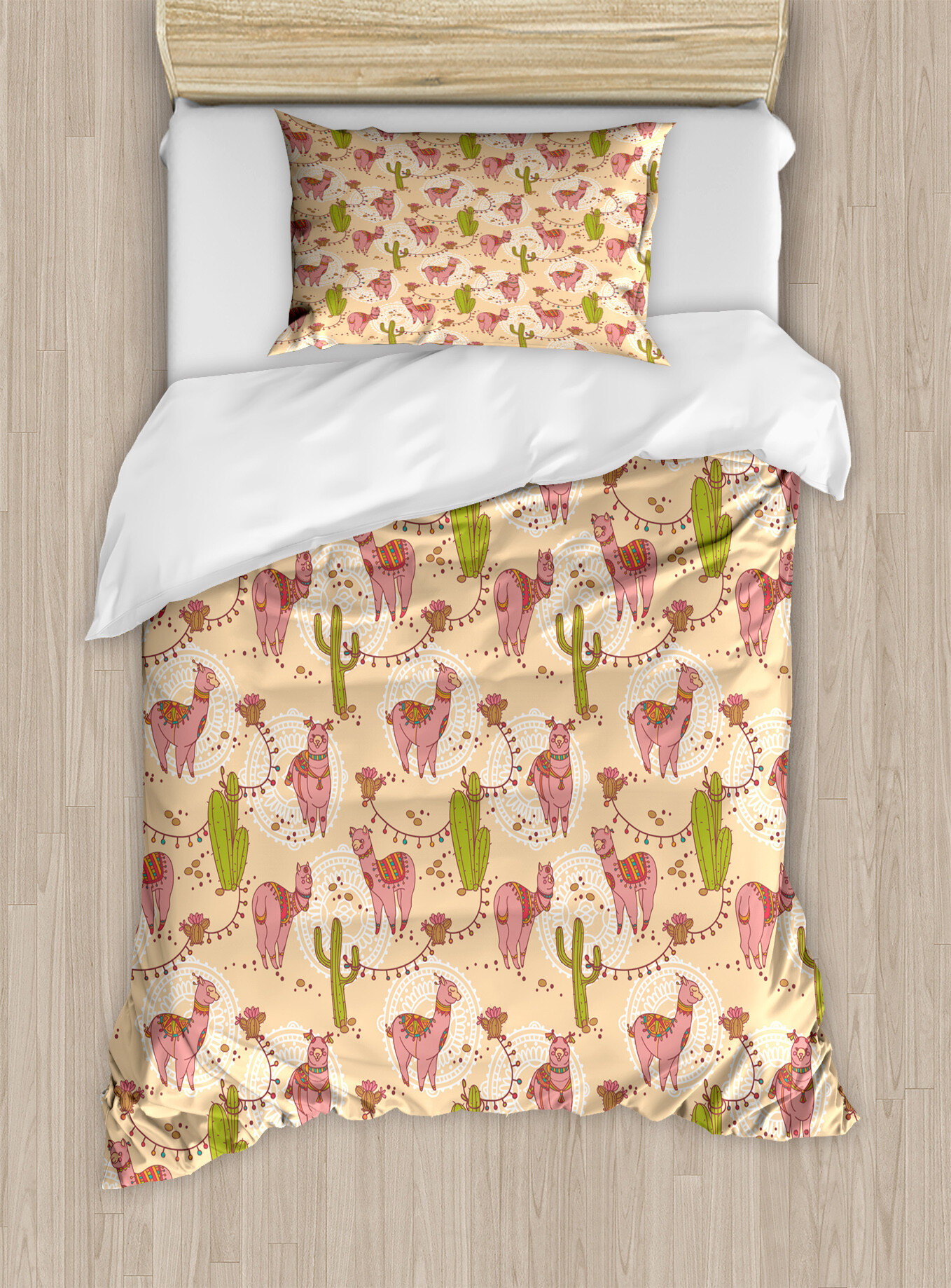 Alpaca Duvet Cover Set, Chile Llamas in Ornamental Traditional Tribal ...