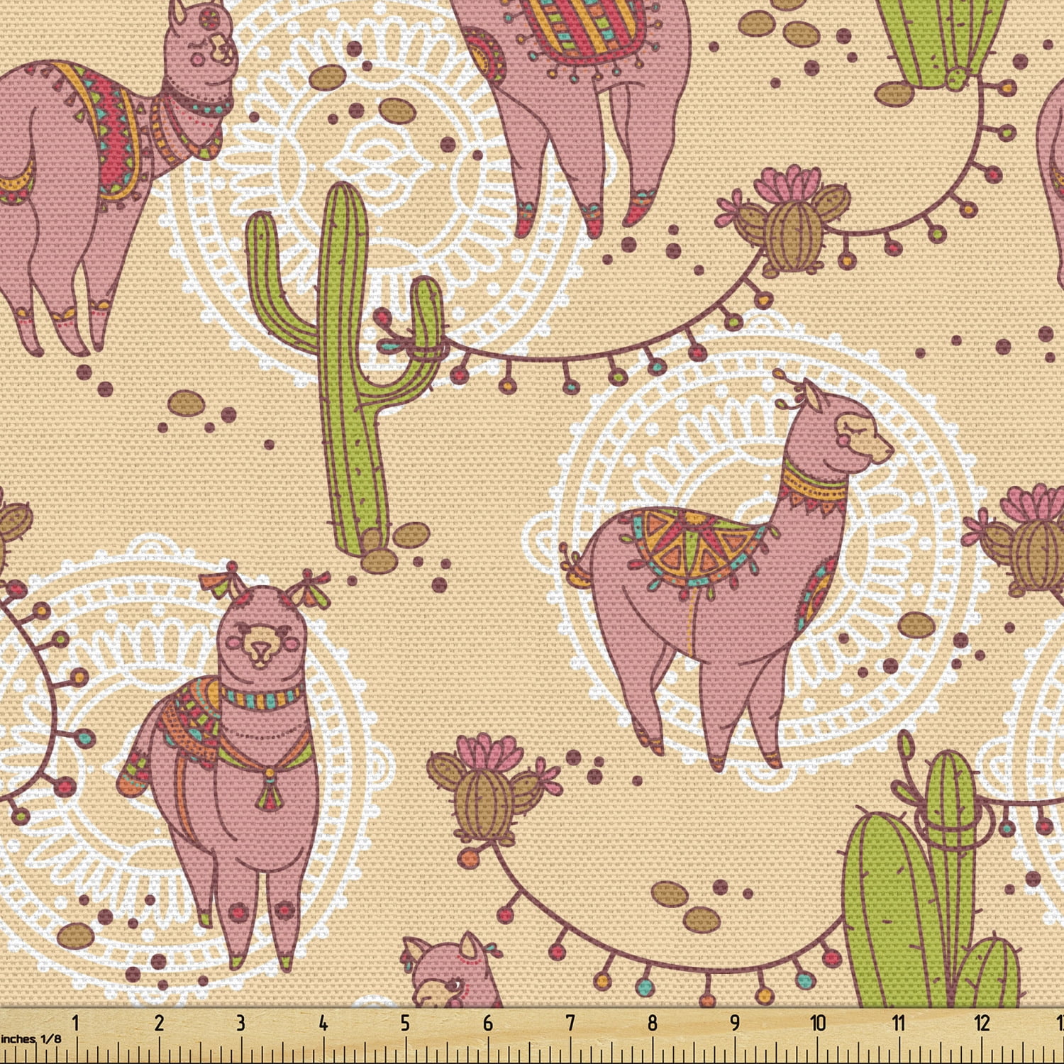 Ambesonne Alpaca Fabric by the Yard Upholstery, Tribal Art Llamas and ...