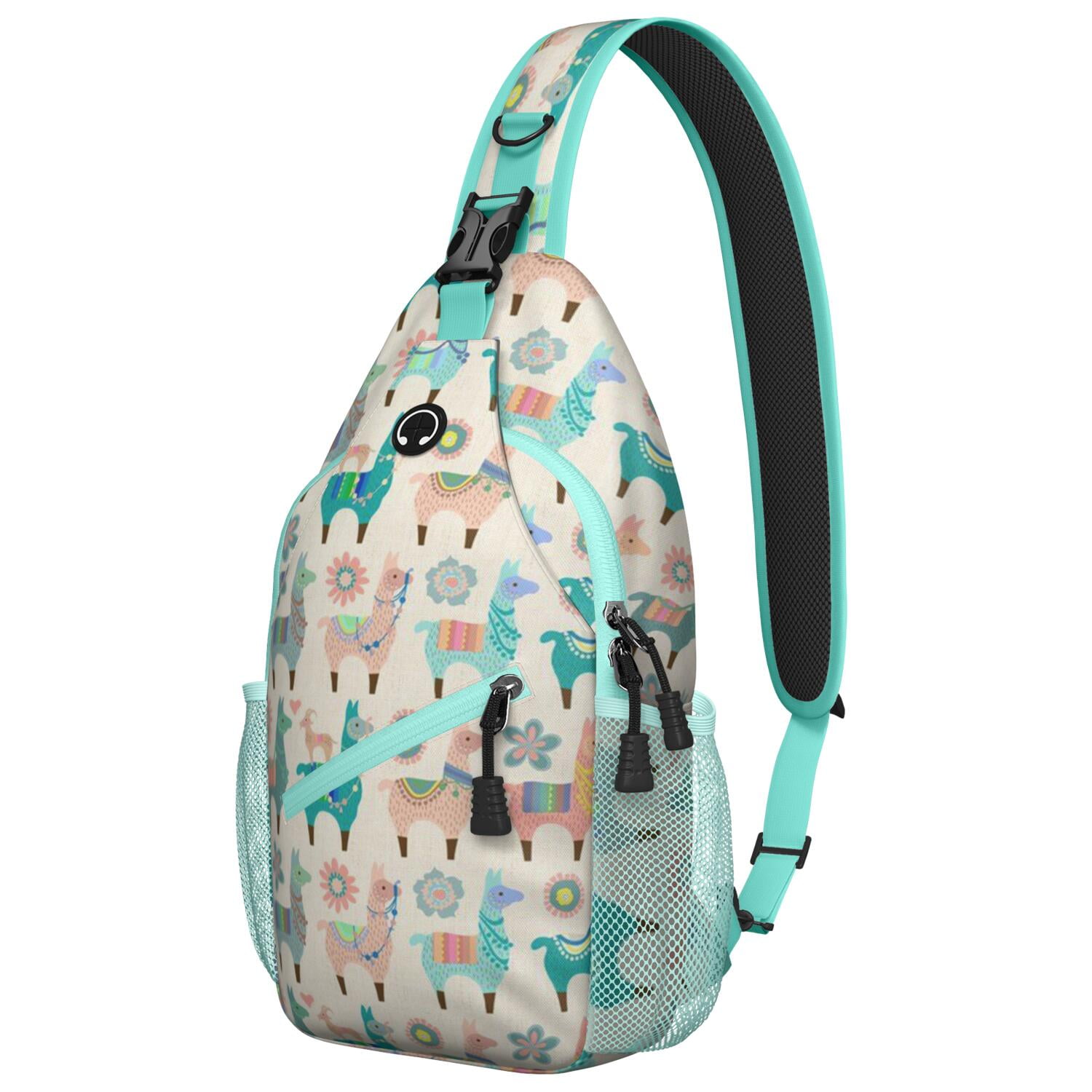 Alpaca Face Sling Backpack, Cute Llama Cartoon Print Crossbody Bag ...