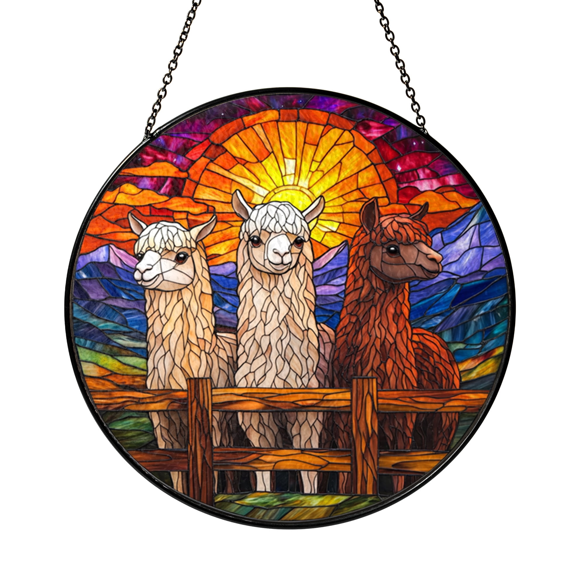Alpaca Family Stained Glass Suncatcher – Farm Animal Window Decor ...