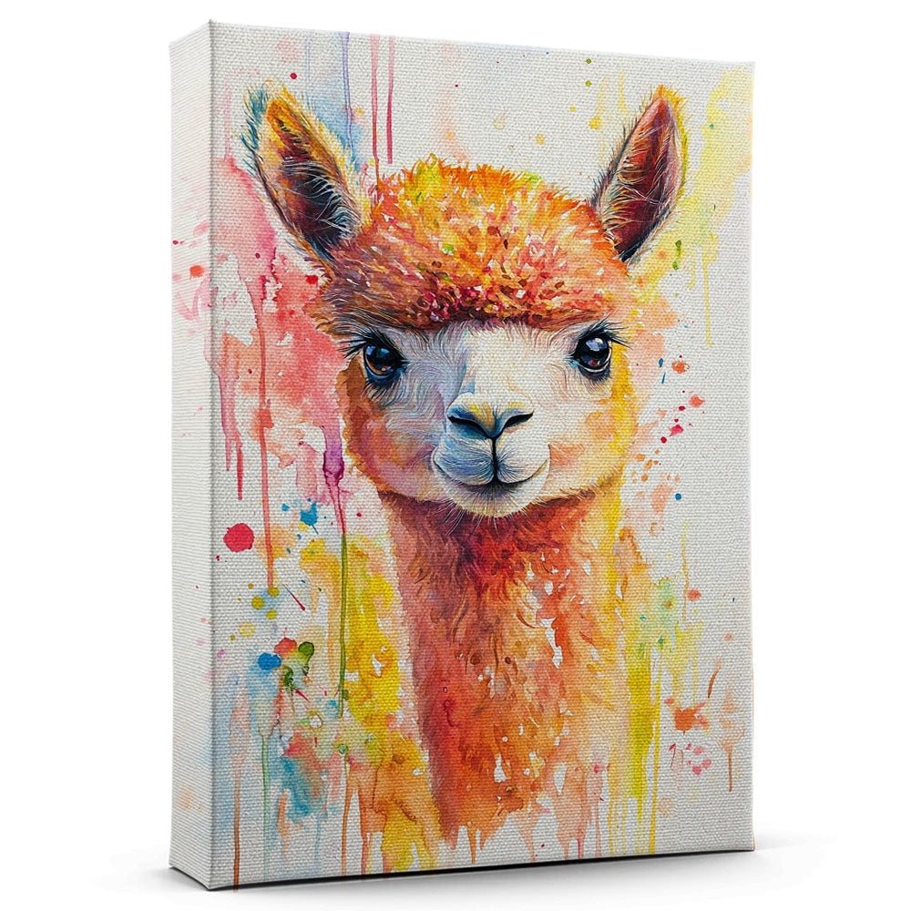 Alpaca Fawn Canvas Wall Art Decor, Colorful Alpaca Fawn Art Decor for ...