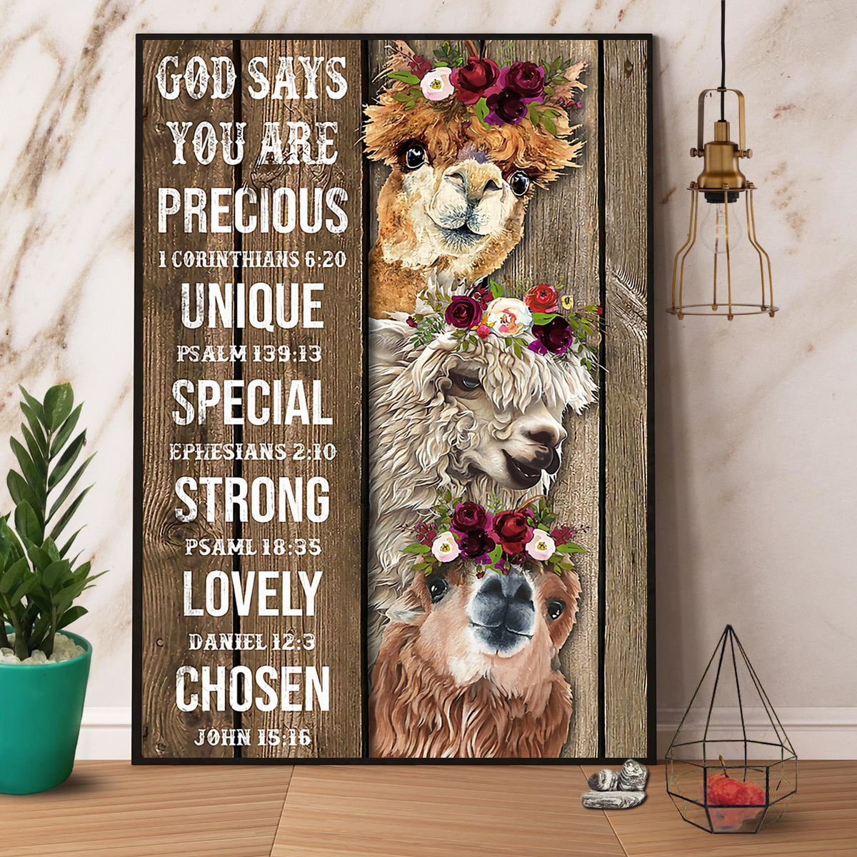 Alpaca Flower God Says You Are Precious Unique Special Satin Poster ...