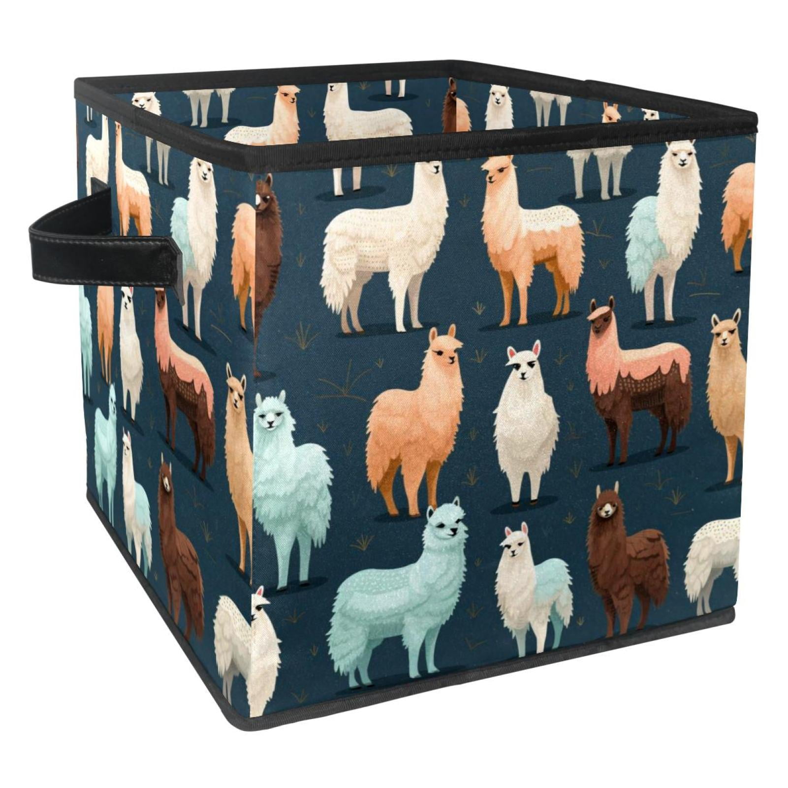 Alpaca Foldable Toy Box Cube Organizer with Handle, 10.8"x10.5"x10.6 ...
