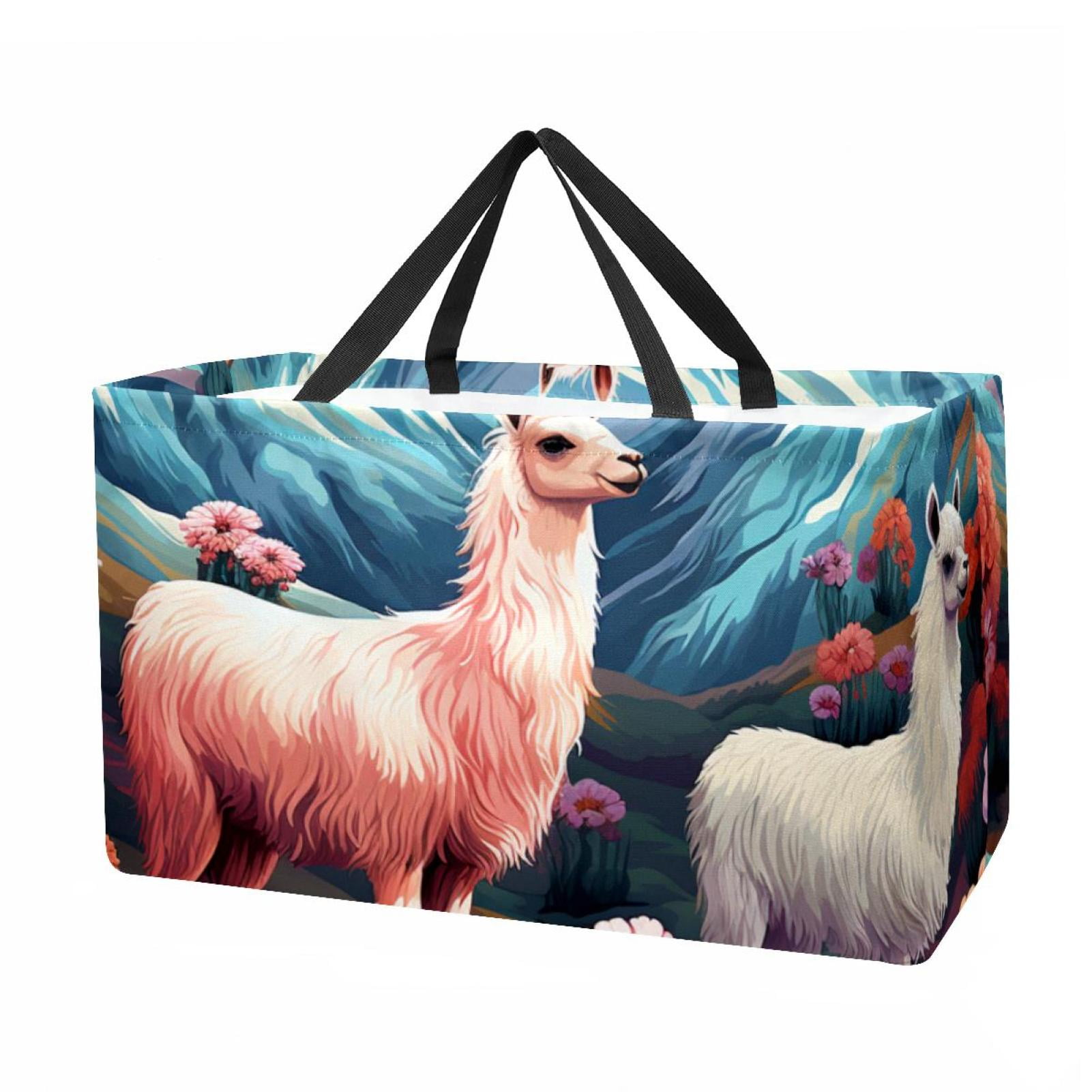 Alpaca Large Capacity Reusable Foldable Beach Bag with Collapsible ...