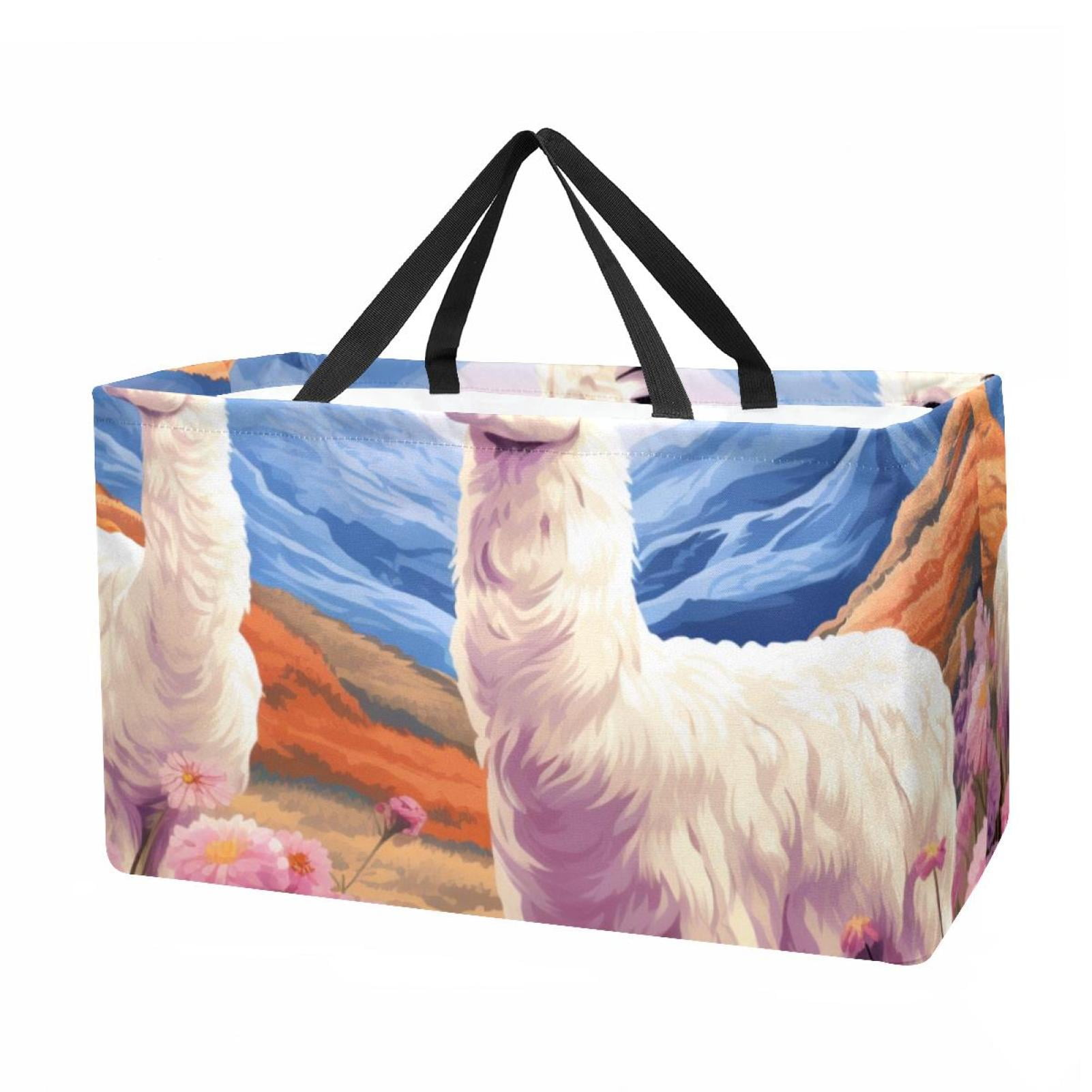 Alpaca Large Capacity Reusable Foldable Beach Bag with Collapsible ...
