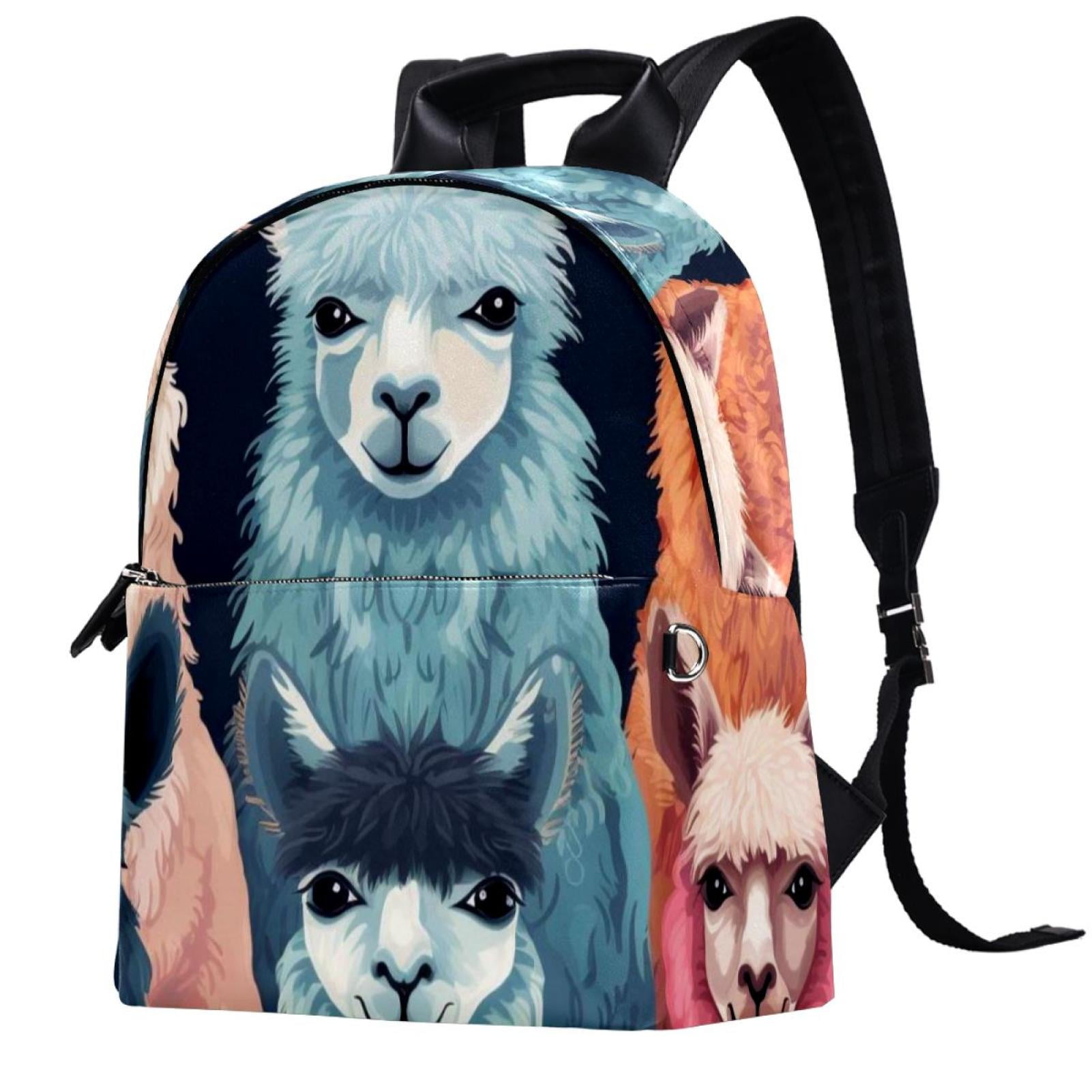 Alpaca Leather Cute Backpacks with Printed Design - Lightweight Laptop ...