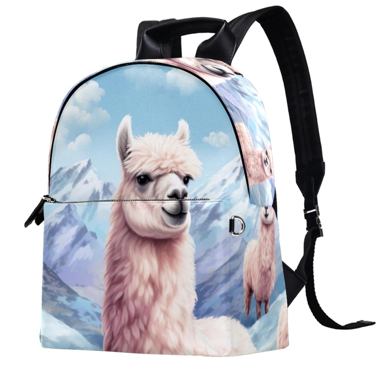 Alpaca Leather Printed Backpack with Adjustable Shoulder Straps, Large ...