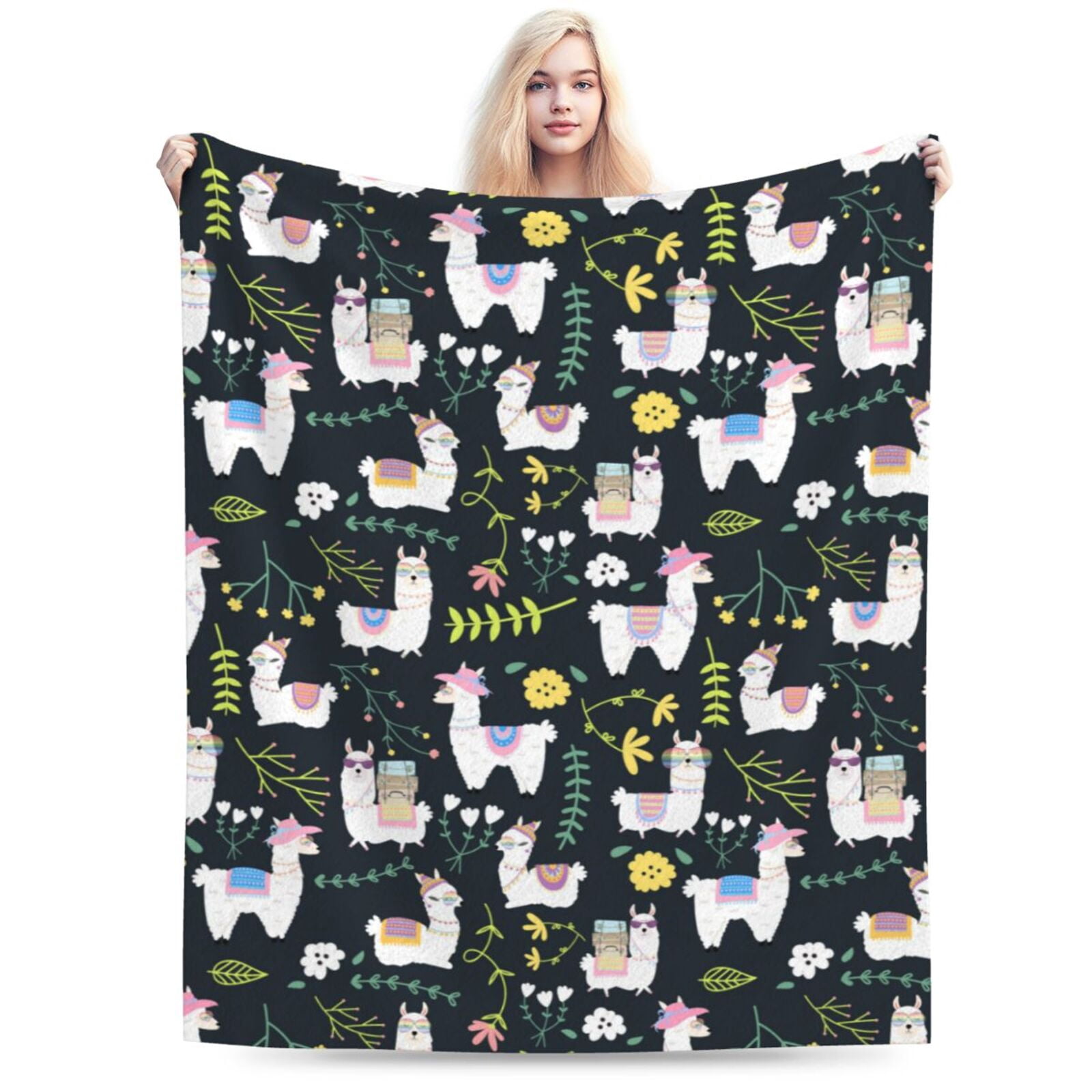 Alpaca Llama Throw Blanket, Gifts For Men Women, Soft Warm Cozy ...