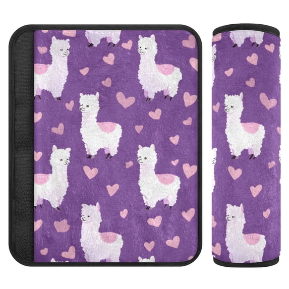 Alpaca Love Pattern Car Seat Belt Covers 2 Pack Soft Flannel Padded ...