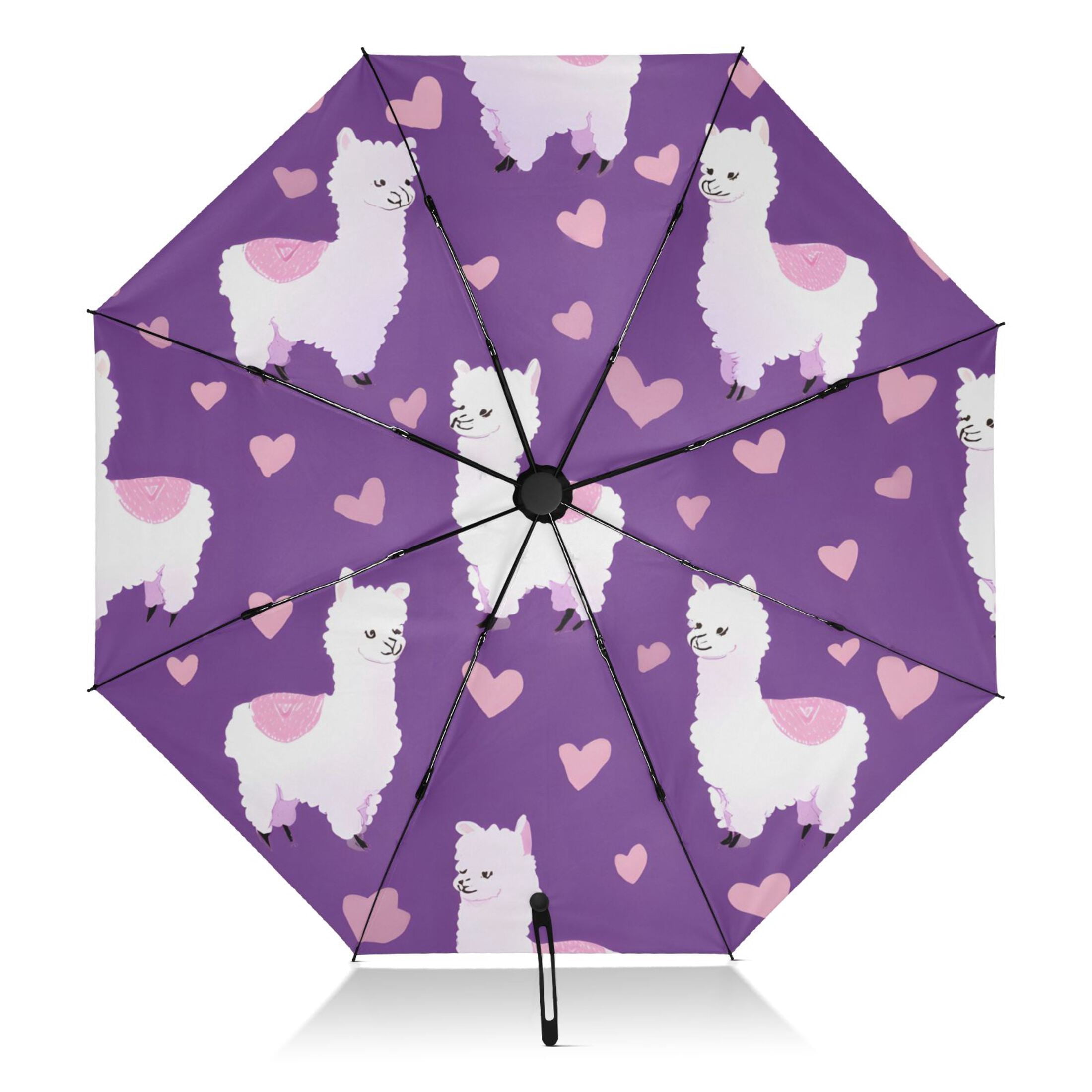 Alpaca Love Pattern Umbrella Folding Sun Umbrella Travel Auto Open ...