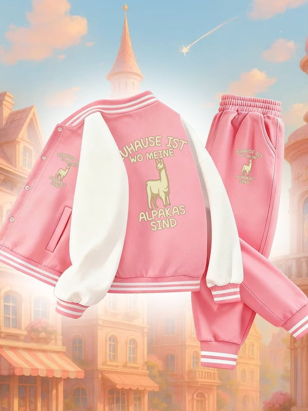 Alpaca Love Tracksuit baseball uniform jacket set funny girl pink ...