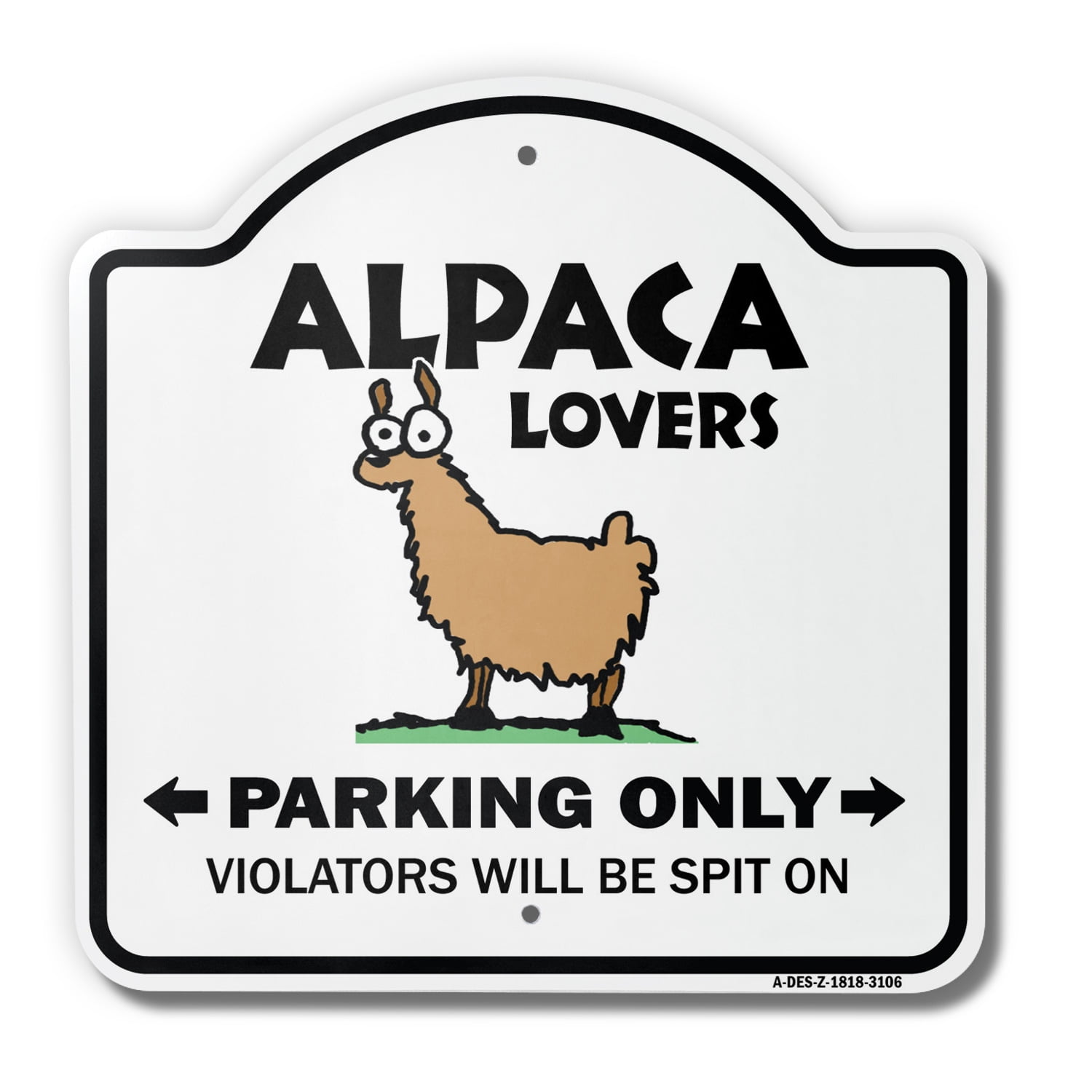 Alpaca Lovers Parking 18" X 18" Heavy-Gauge Aluminum Architectural Sign ...