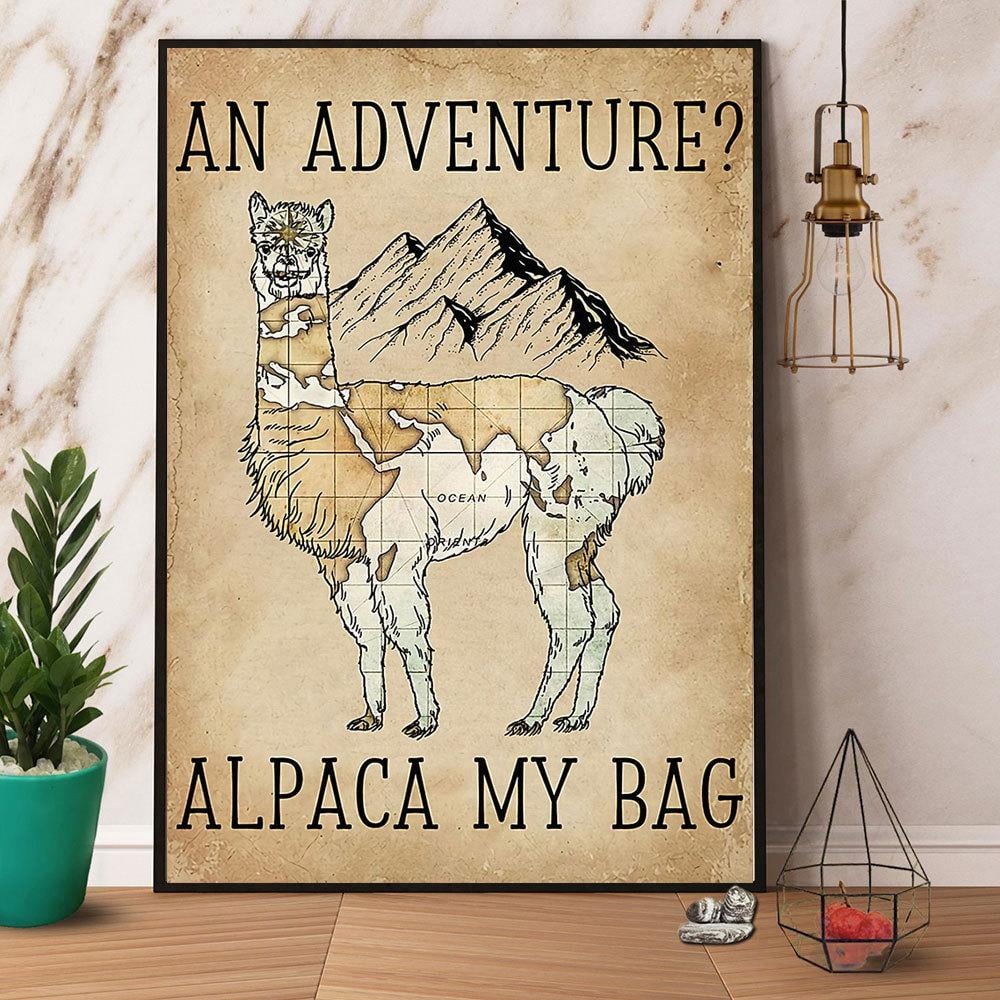 Alpaca Map An Adventure Alpaca My Bag Paper Poster No Frame Matte Wall ...