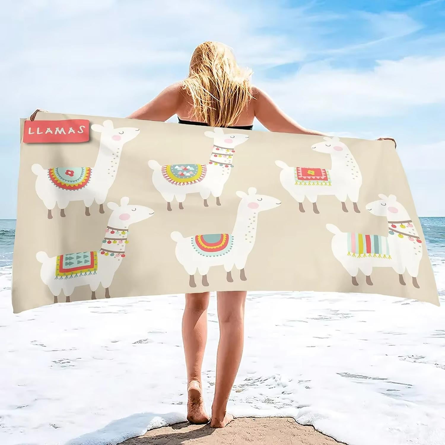 Alpaca Overd Microfiber Pool Sandproof Beach Towel Quick Fast Dry Sand ...