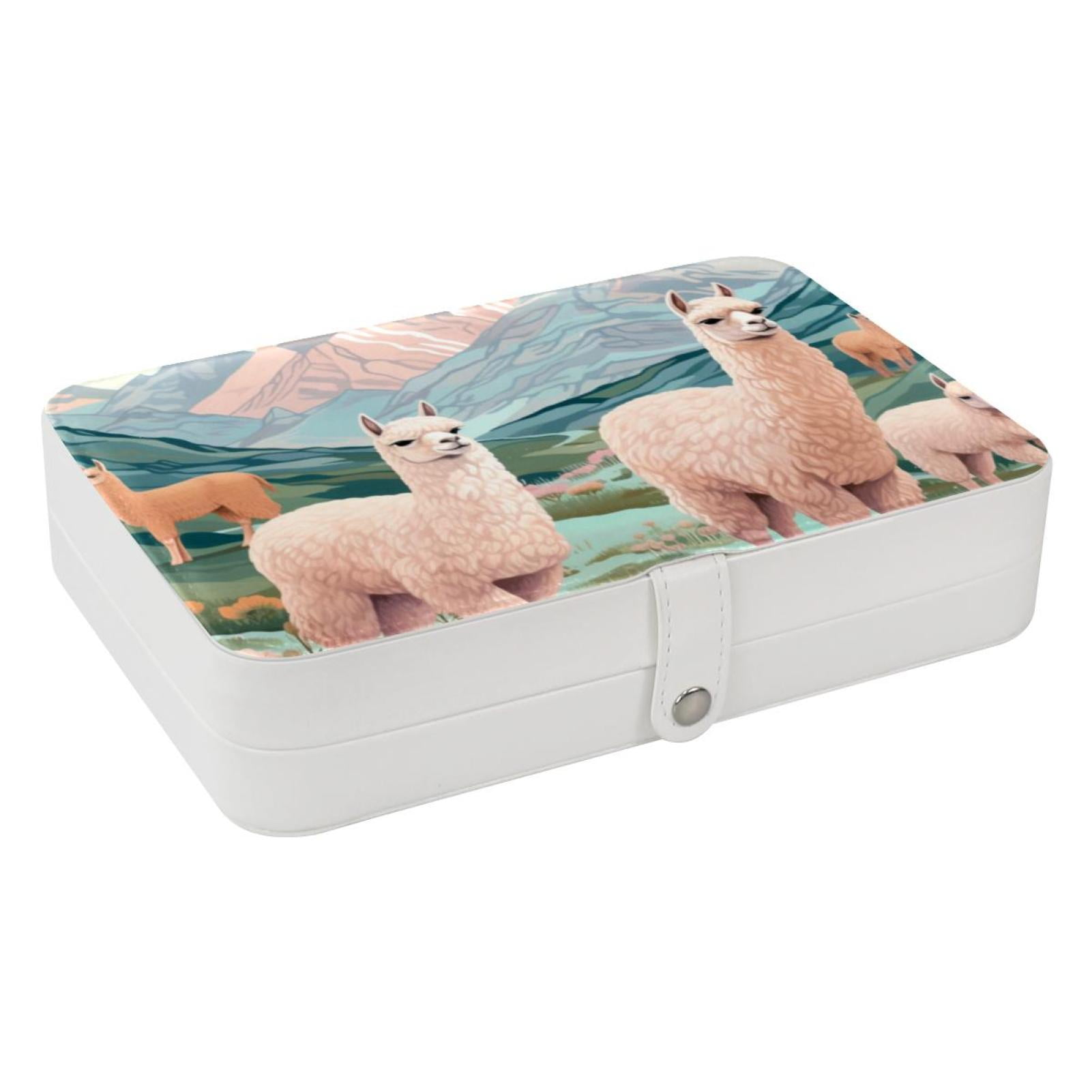 Alpaca PU Leather Jewelry Organizer Box with Removable Compartment and ...