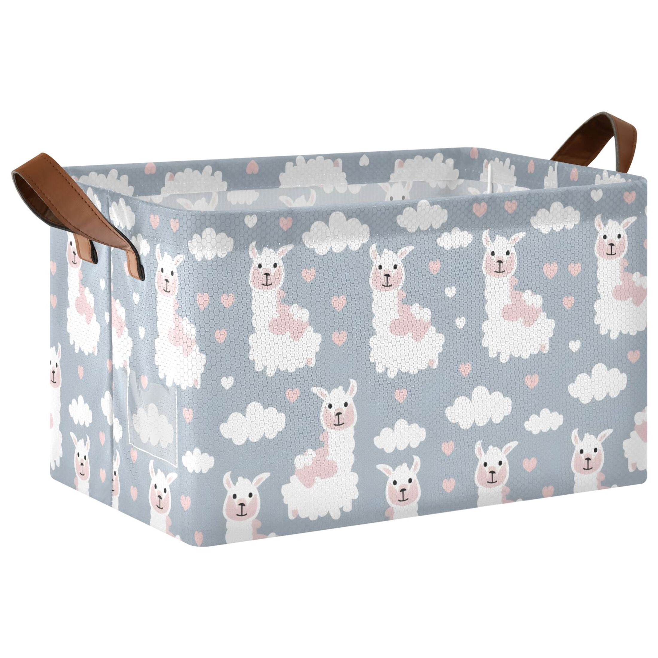 Alpaca Pattern Collapsible Storage Bin Open Home Shelf Basket Water ...