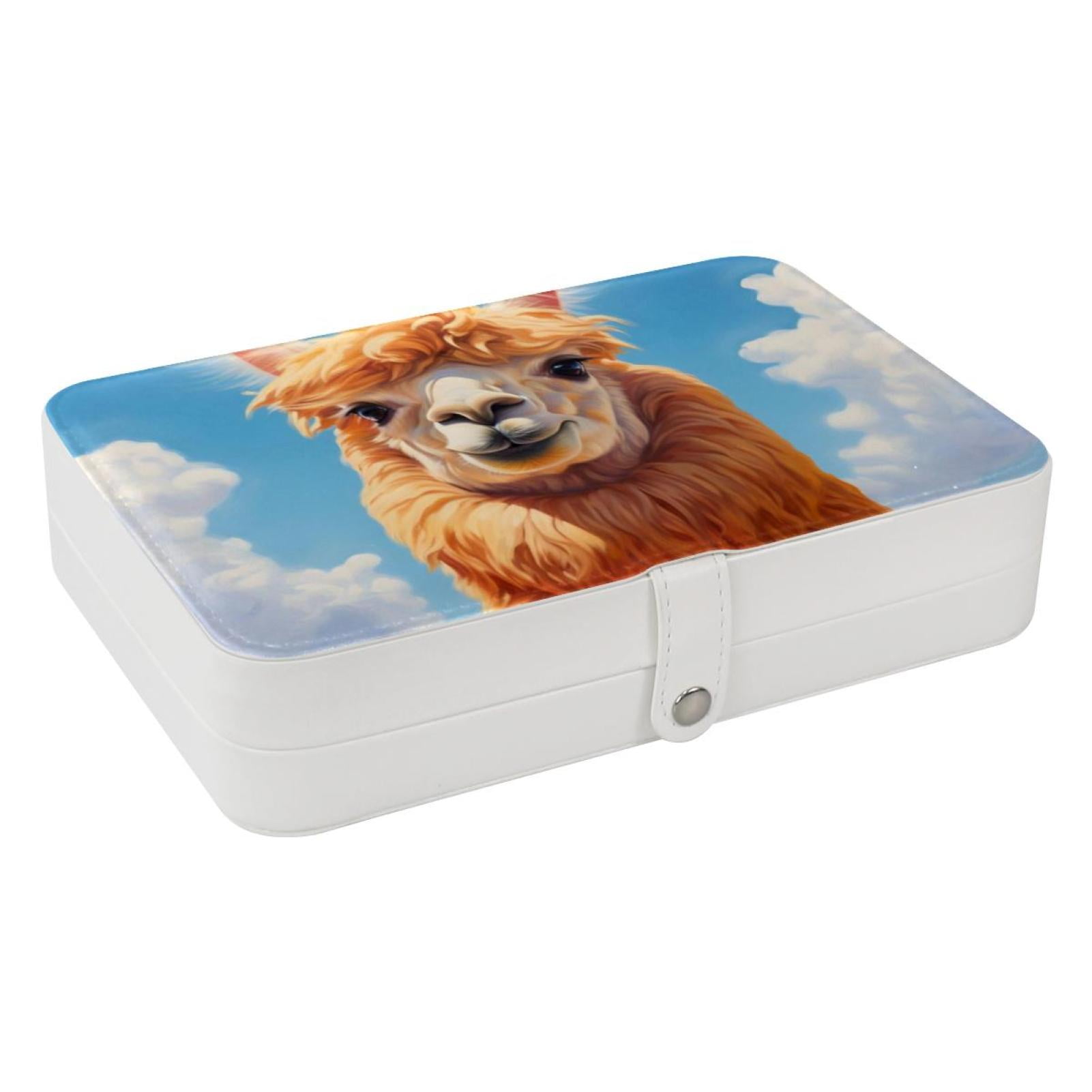 Alpaca Portable PU Leather Necklace Holder with Removable Compartment ...