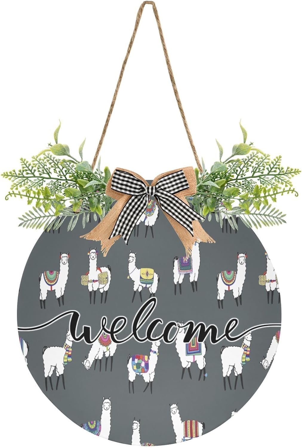 Alpaca Sheep Welcome Sign Farmhouse Front Porch Door Hanging Welcome ...