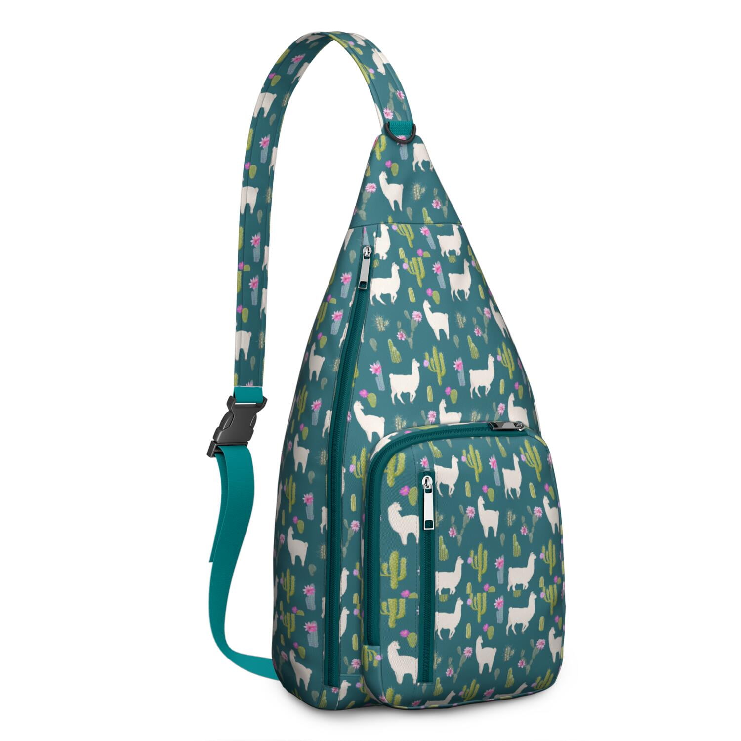 Alpaca Sling Backpack - Whimsical Llama & Floral Print Design, Water ...
