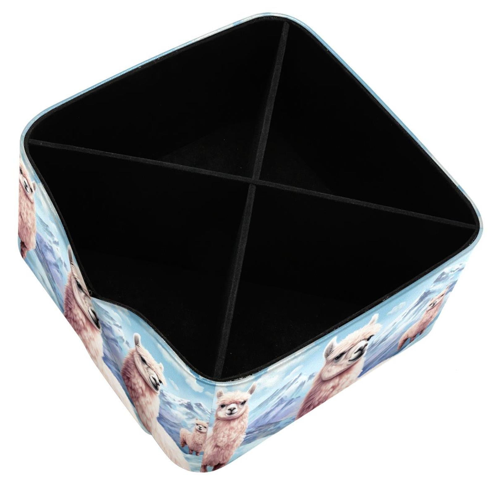 Alpaca Square Pen Holder Organizer Case with 4 Compartments and ...