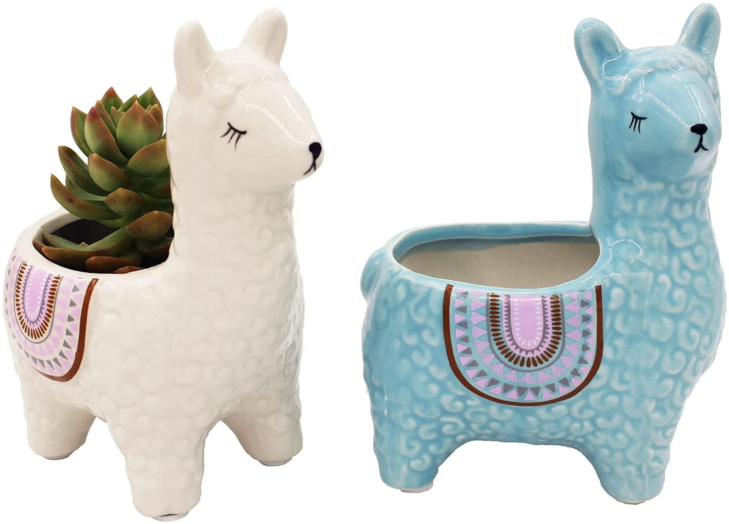 Alpaca Succulent Pots, 2 Pc. Set Animal Planter, Decorative Ceramic ...