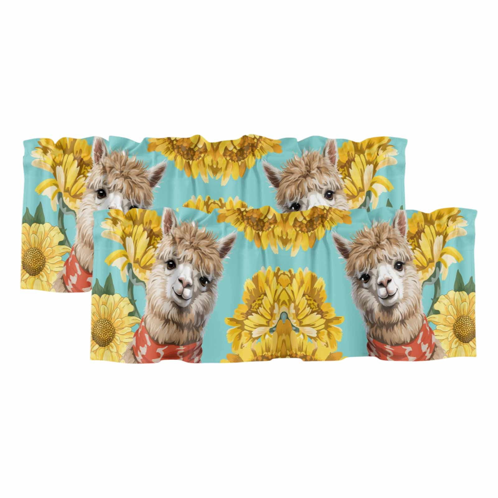 Alpaca Sunflowers Valances for Windows, Decorative Rod Pocket Window ...